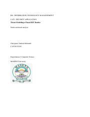 Threat Modeling Report Pdf BSc INFORMATION TECHNOLOGY MANANGEMENT CAT1 SECURITY APPLICATION
