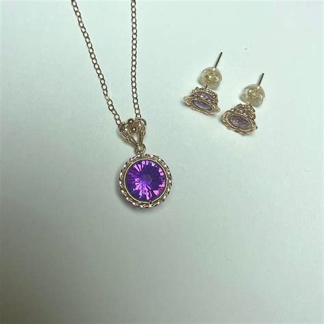 煙花切紫水晶項鏈耳環套裝 二月誕生石首飾套裝 Lynnjewelry｜項鍊人氣榜 Pinkoi