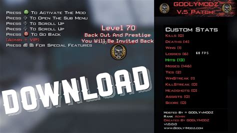Godlymodz V5 0 Oldschool Mw2 Tu6 Mod Menu Download Youtube