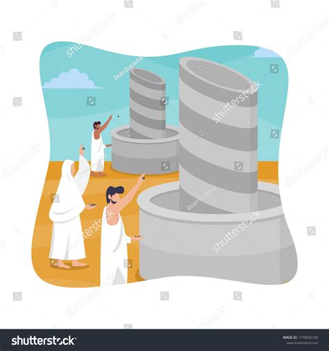 Hajj Umrah Islamic Pilgrimage Ritual Guide Stock Vector Royalty Free