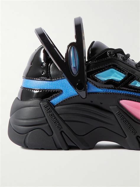 Raf Simons - Cylon-21 Rubber-Trimmed Leather and Mesh Sneakers - Black ...