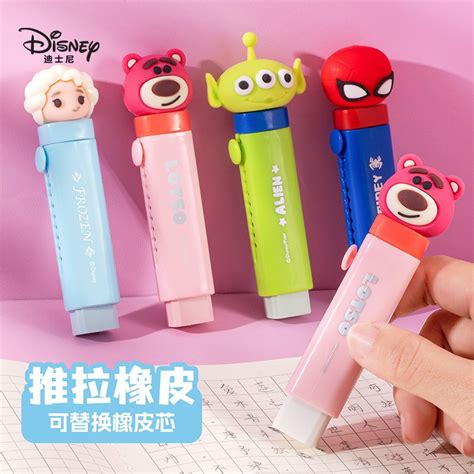 台灣出貨現貨 迪士尼公主 正版 冰雪奇緣 蜘蛛人 漫威 胖型 自動 按壓推拉 橡皮擦筆 鋼鐵人彩虹小馬變形金剛kitty 蝦皮購物