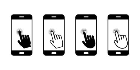 Premium Vector Hand Touch Screen Smartphone Vector Icon Set With Hand Touch Screen Smartphone