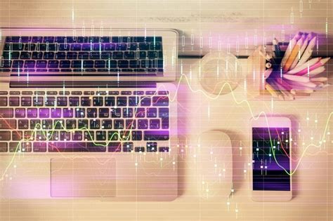 Premium Photo Multi Exposure Of Forex Graph Drawing Over Desktop