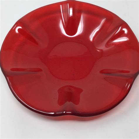 Red Glass Bowl Etsy