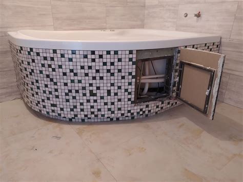 Bathtub Access Panel In Ceramic Tile Wall Custom Utility Hatch Door Hidden Bathroom Trapdoor