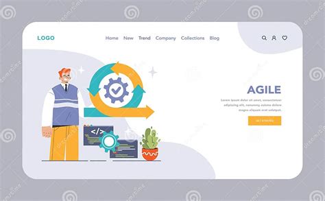 Devops Web Banner Or Landing Page Software Development Methodology Stock Vector Illustration