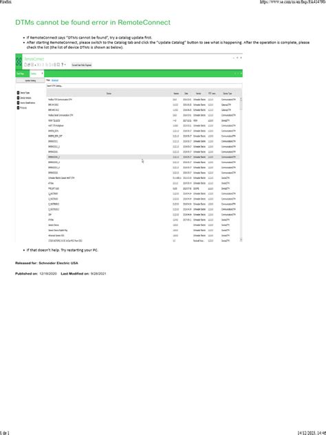 Dtms Cannot Be Found Error In Remoteconnect Schneider Electric Usa Pdf
