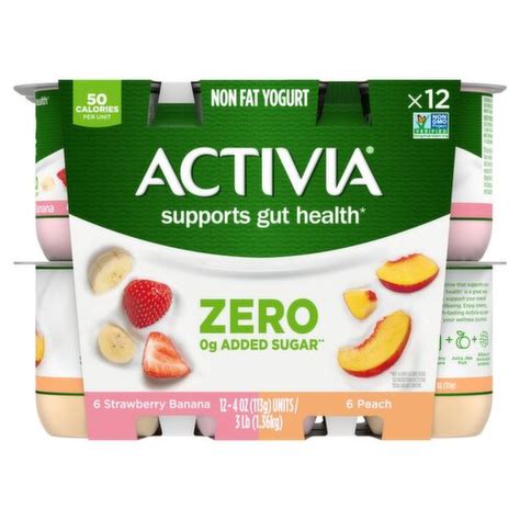 Activia Strawberry Banana And Peach Non Fat Yogurt 4 Oz 12 Count