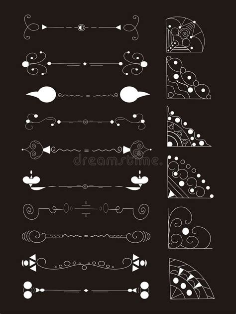 Hand Drawn Vector Dividers Lines Borders And Laurels Set Doodle