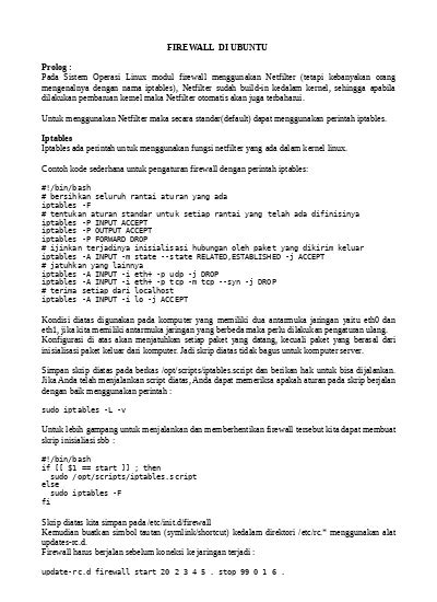 Firewall Di Ubuntu Iptables Iptables Ada Perintah Untuk Menggunakan