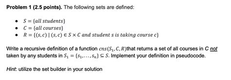 Solved Problem 1 25 Points The Following Sets Are