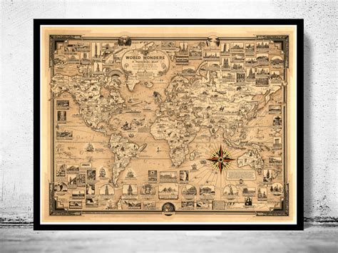 Vintage World Map Poster Framed For Sale Paul Smith