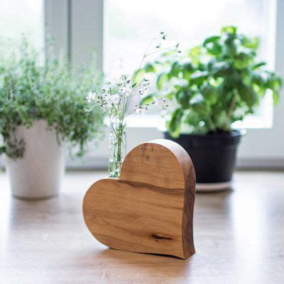 Holzherz Vase groß Herz mit Reagenzglas Hinum und Herum Holz herz