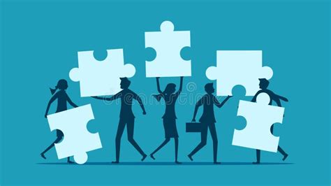 Teamwork People Connecting Puzzle Elements Stock Illustrations 755