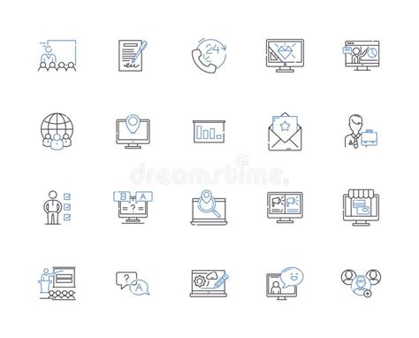 Content Marketing Outline Icons Collection Content Marketing
