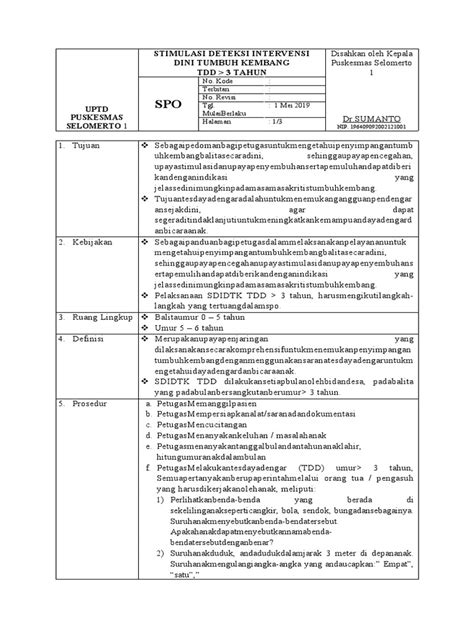 Sop Sdidtk Tdd Lebih 3 Tahun Pdf
