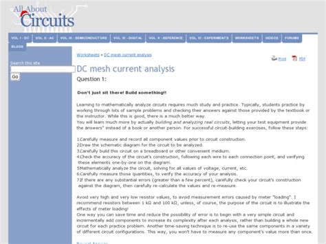 Dc Mesh Current Analysis Worksheet For 6th 12th Grade Lesson Planet