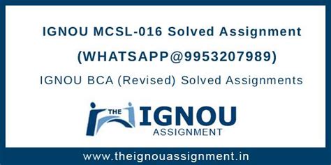 Ignou Mcsl 016 Solved Assignment 2025 26