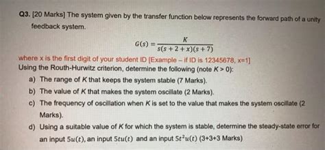 Solved Q3 20 Marks The System Given By The Transfer