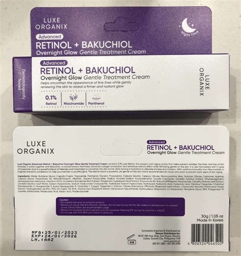 Luxe Organix Retinol Bakuchiol Overnight Glow Gentle Treatment Cream