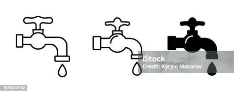 탭 및 파이프 라인 아이콘 세트입니다 물 배관공 배관 밸브 드롭 목욕 싱크대 샤워 파이프 누출 비즈니스 및 광고를 위한 벡터 아이콘 수도꼭지에 대한 스톡 벡터 아트 및 기타