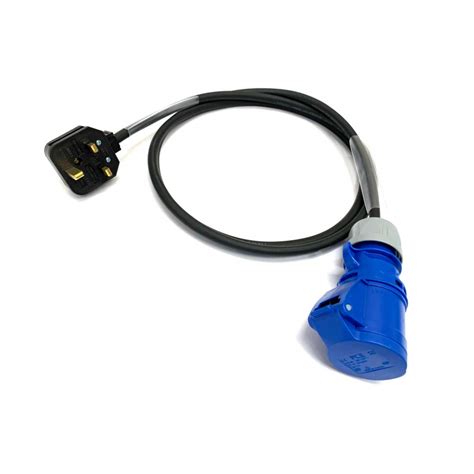 13amp Plug To 16amp 240volt 3 Pin Ip44 Socket Adaptor Pce Blue