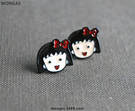 日本卡通樱桃小丸子花轮同学个性时尚合金耳钉女款耳环耳饰 阿里巴巴
