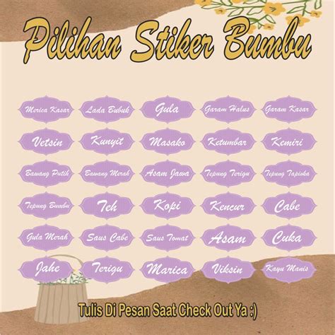 Jual Stiker Label Nama Bumbu Dapur Stiker Penanda Bumbu Dapur Bisa