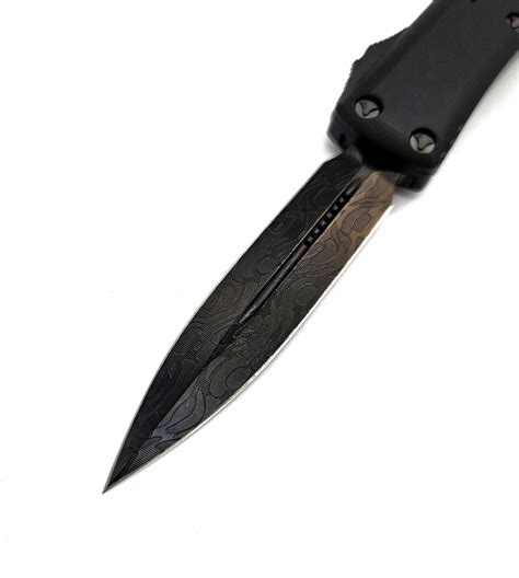 Microtech Utx 85 232 16dlctsh Dlc Damascus Double Edge Dlc Hardware