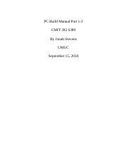 CMIT PC Build Part Docx PC Build Manual Part CMIT By Jonah Stevens UMUC