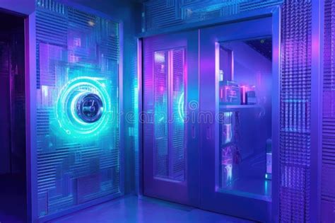 Holographic Digital Lock On A Secure Server Room Door Stock Image Image Of Network Access