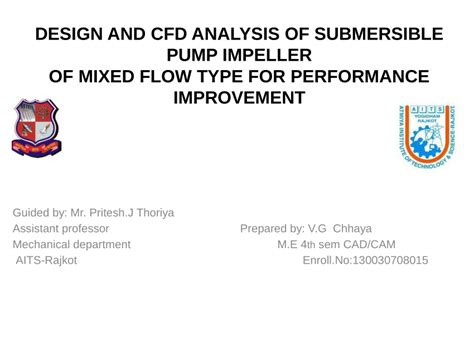 Pdf Design And Cfd Analysis Of Submersible Pump Impeller Of Mixed