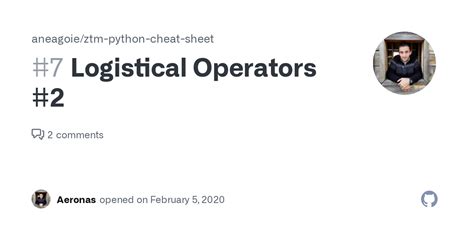 logistical operators 2 · issue 7 · aneagoie ztm python cheat sheet