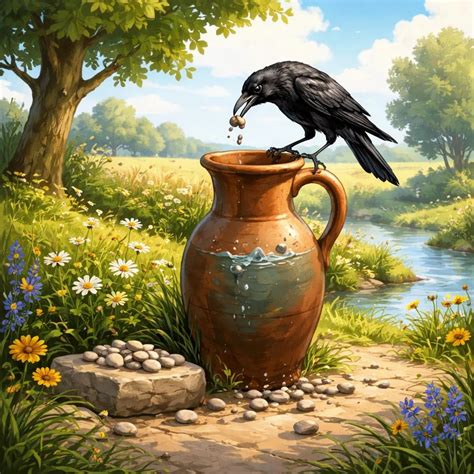 The Crow And The Pitcher Aesops Fables By Aesop Giggle Academy Free