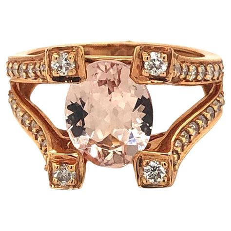 Natural Oval 2 16ct Morganite And Diamond Regal Ring For Sale At 1stdibs