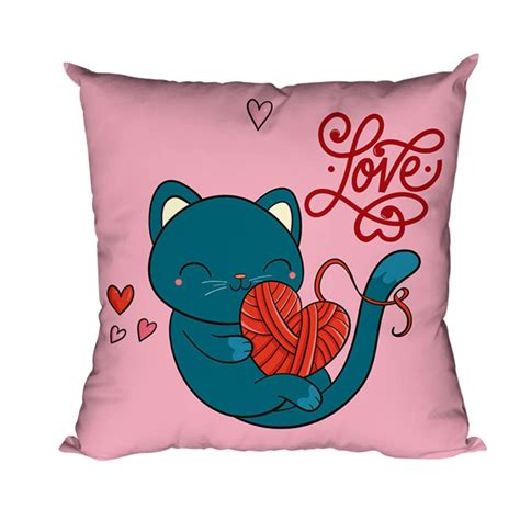 Cute Cat Love Cushion Cover Theyayacafe