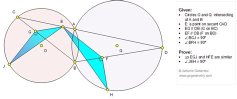 Geometry Problem 1135 Intersecting Circles Secant Parallel Line 90 Degrees Similar Triangles