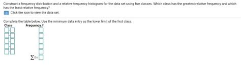 solved construct a frequency distribution and a relative
