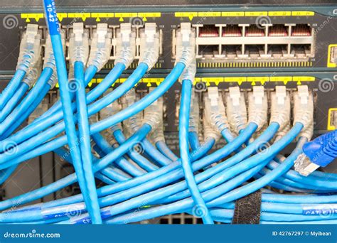 Network Switch And Ethernet Cables Stock Image Image Of Server Computer