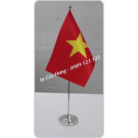 Bộ Cờ Để Bàn Đơn Mini Cờ Việt Nam Cán Inox Chân Đế Trắng Shopee