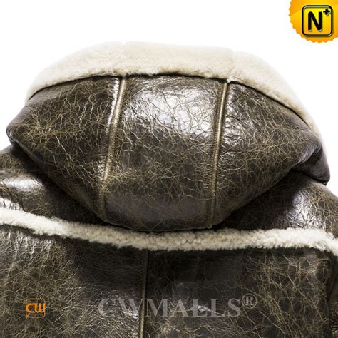 CWMALLS Custom Men Hooded Sheepskin Trench Coat CW