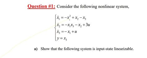 Solved Question 1 Consider The Following Nonlinear