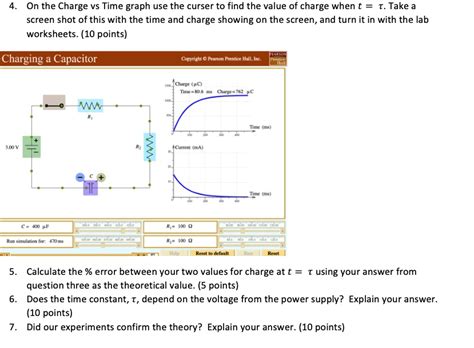 Solved On The Charge Vs Time Graph Use The Curser To Find The Value Of