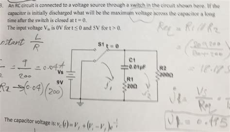 Solved An RC Circuit Is Connected To A Voltage Source Chegg