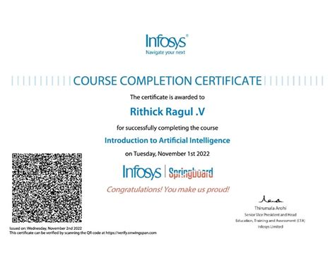 Rithick Ragul Viswalingam On Linkedin Course Complete Certificate For