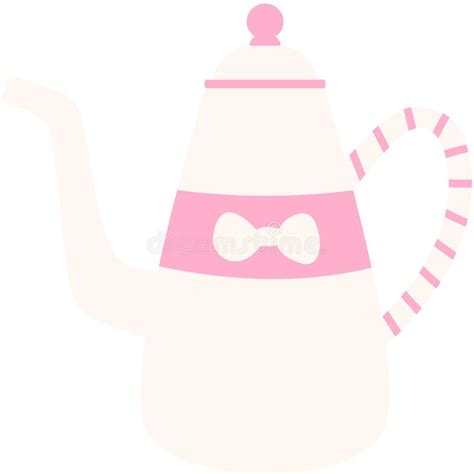 Cute Kawaii Pastel Teapot With Pink Bow Stock Image Illustration Of