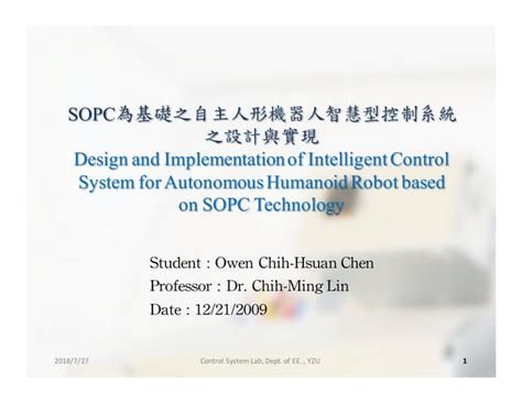 Intelligent Control Systems For Humanoid Robot Master Thesisowen Chih
