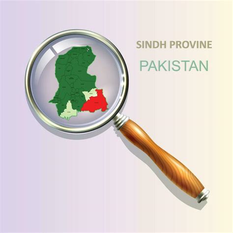 Magnifier With Map Of Sindh On Abstract Topographic Background