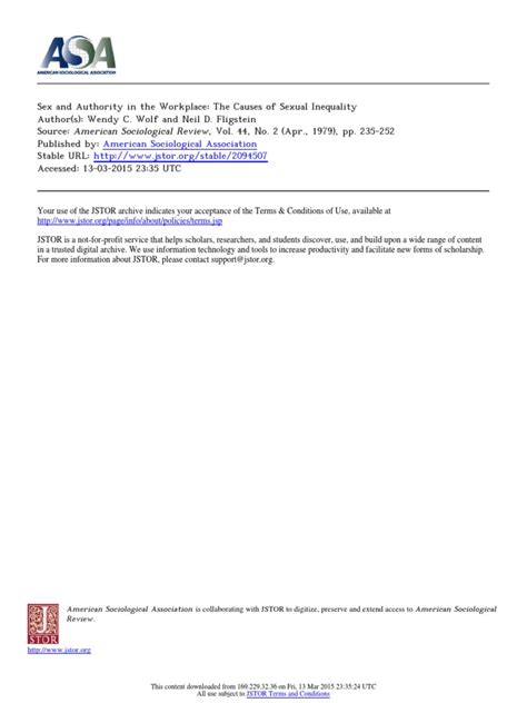 Sex And Authority Wolf Andfligstein Pdf Employment Labour Economics